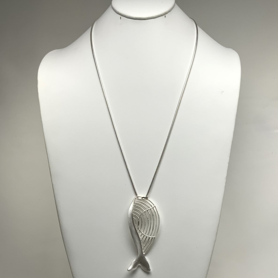 Long Snake Chain with Metal Blow Fish Pendant – L and B Creations