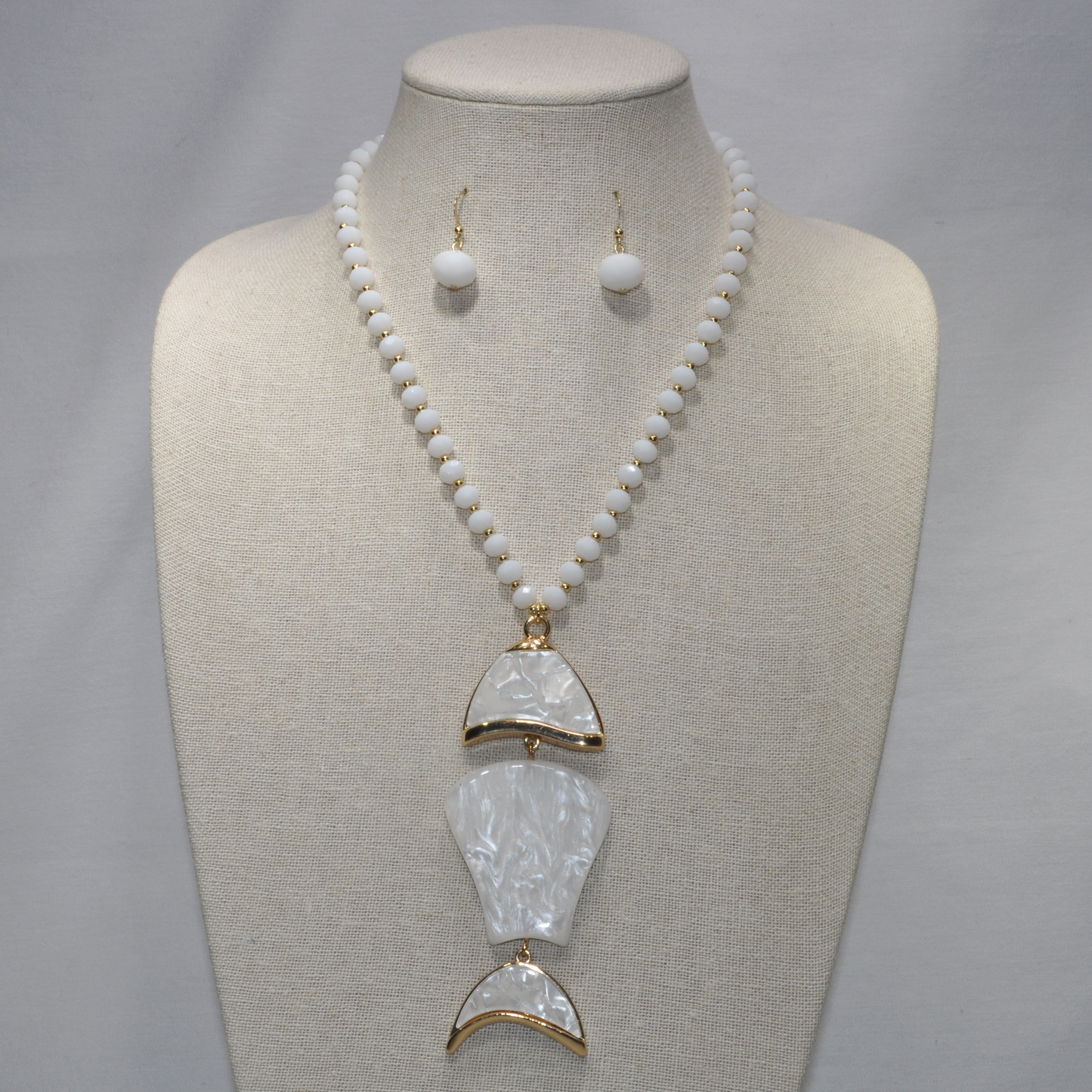 Long Crystal with MOP Fish – L and B Creations